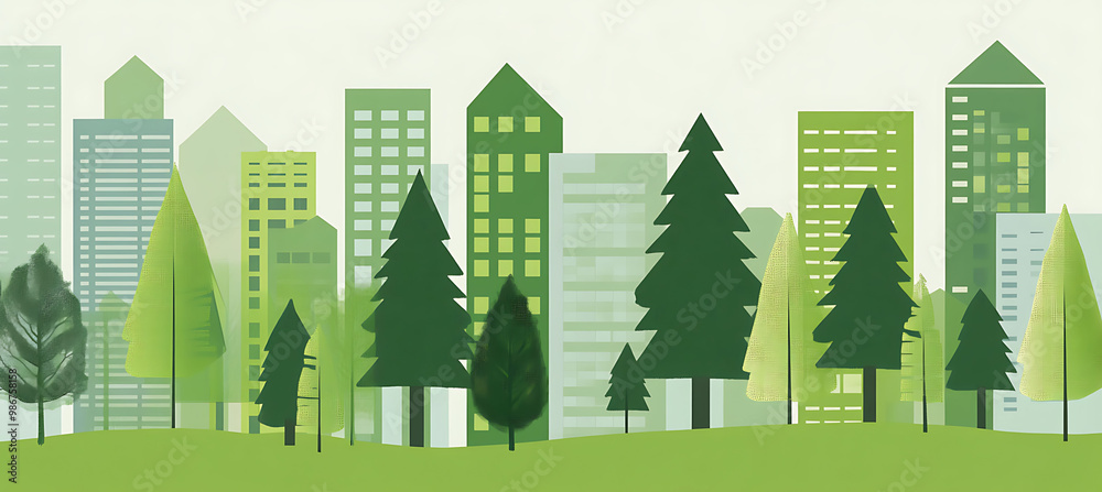 Environmental impact assessments AI in urban planning depicted in a poster where artificial ...