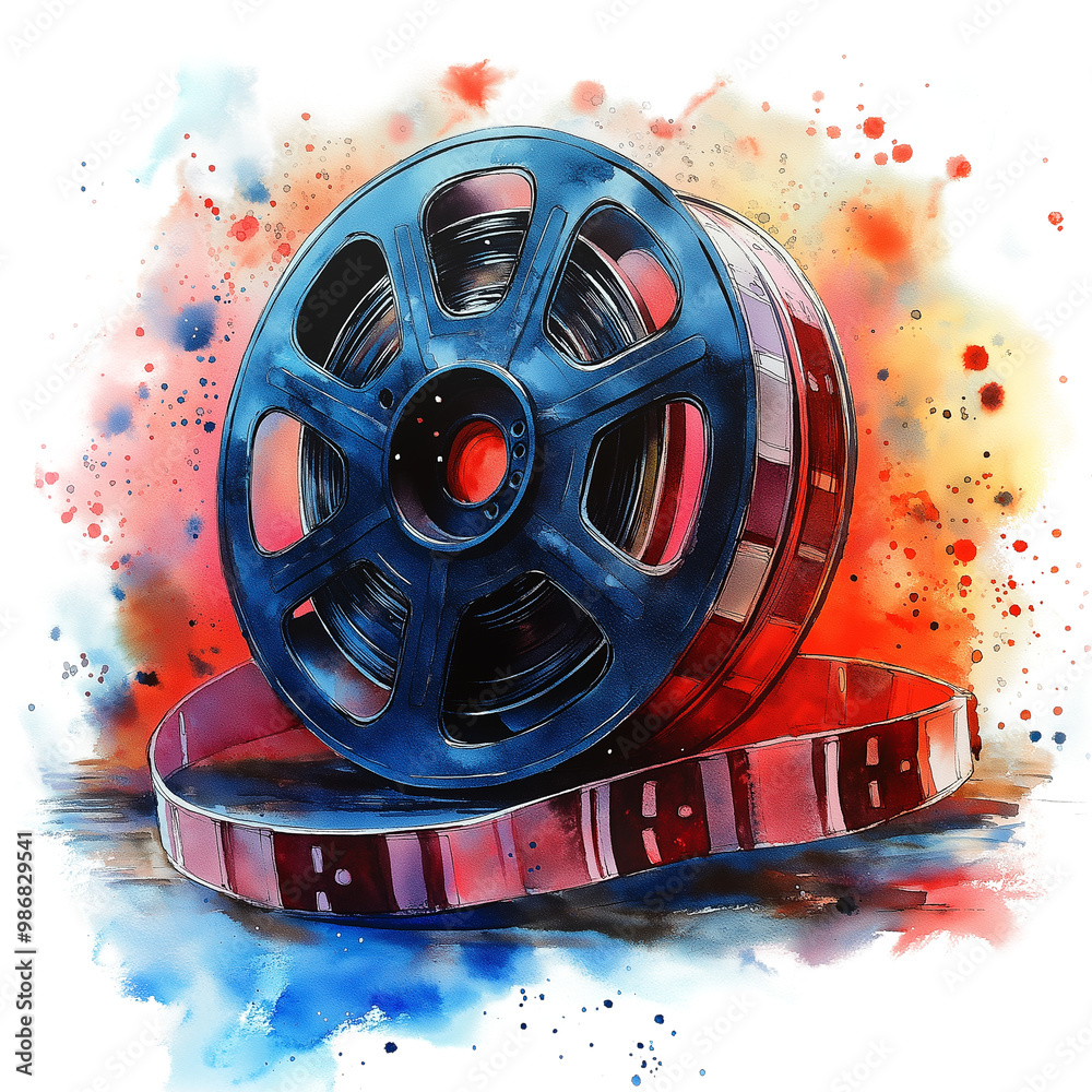 Watercolor Illustration Artwork Creative film reel transparent ...