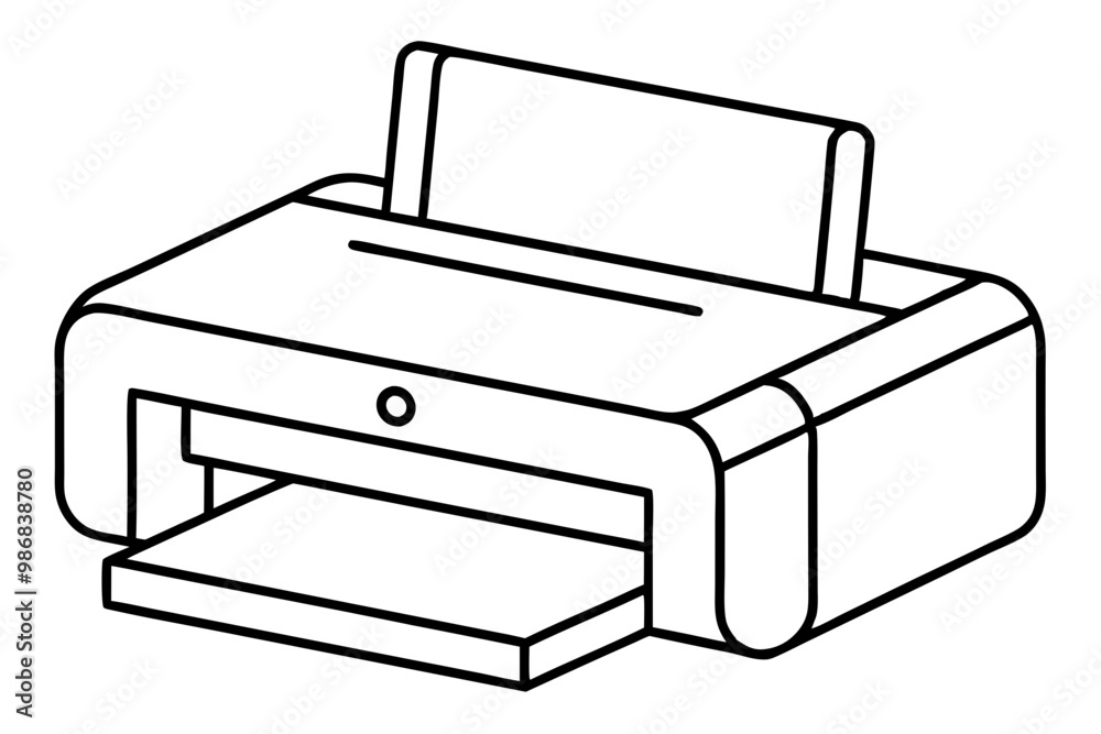 Printer outline vector, Home printer continuous line drawing, scanner ...