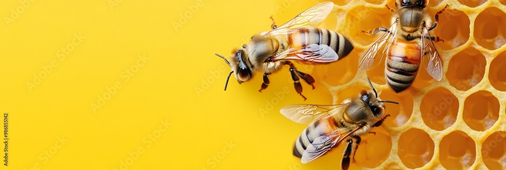 Busy Bees on Honeycomb, symbolizing hard work, teamwork, nature ...
