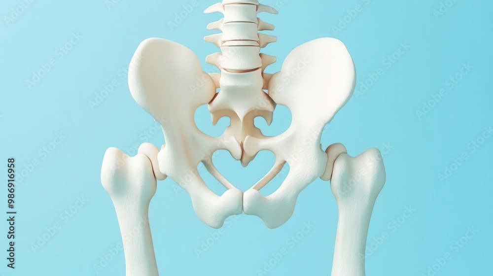 A detailed illustration of the human pelvis with the sacrum and hip ...