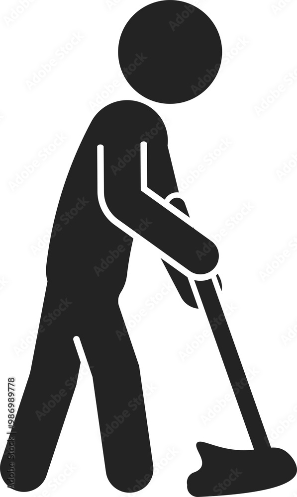 Isolated pictogram of stickman moping floor and man falling, template ...