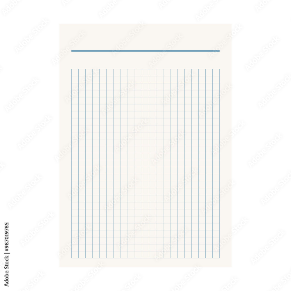 Paper page in flat style. Sheet with lines and grid vector illustration ...