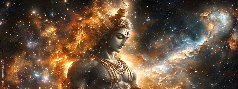 Cosmic Depiction of Lord Shiva as the Destroyer of Worlds Surrounded by ...