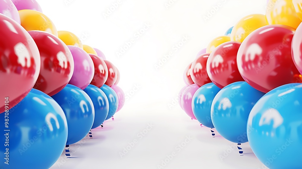 Dynamic display of sports team balloons filling both sides with an ...