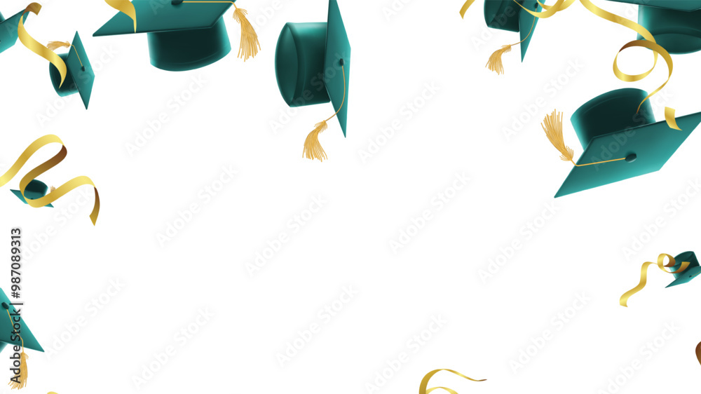 Greeting banner for design of graduation Falling graduation caps ...