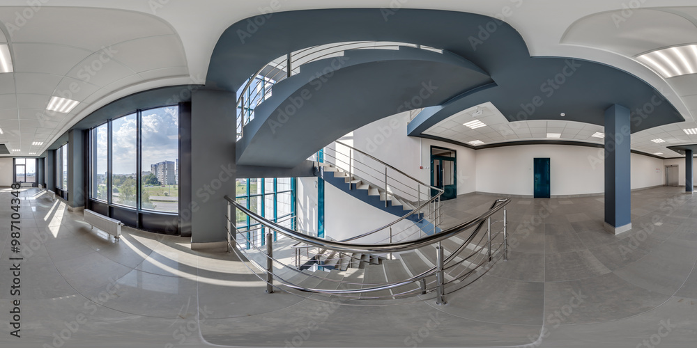 hdri 360 panorama on emergency and evacuation exit stairs in empty ...