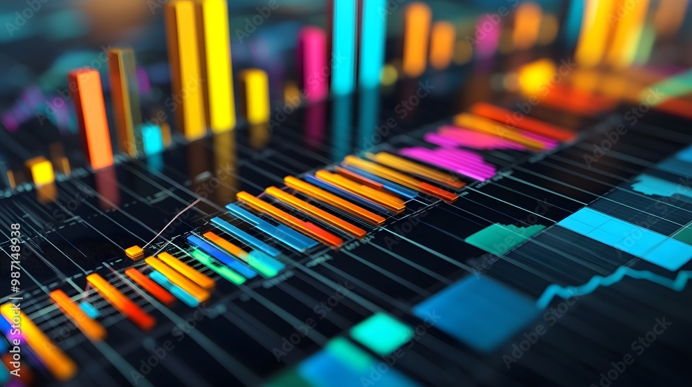 Market Segmentation: A detailed market analysis scene showing bar ...