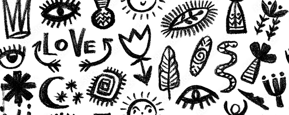 Vector seamless pattern with african, mexican, indian elements, tribal ...