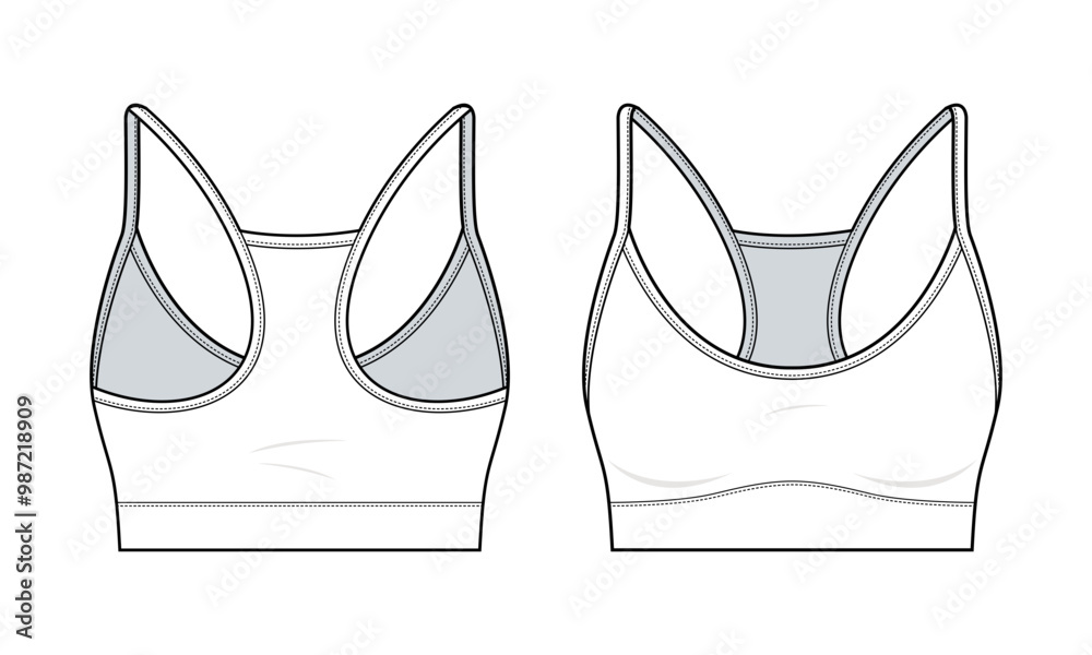 Running Sports Bra technical fashion illustration. Sports Bra vector ...