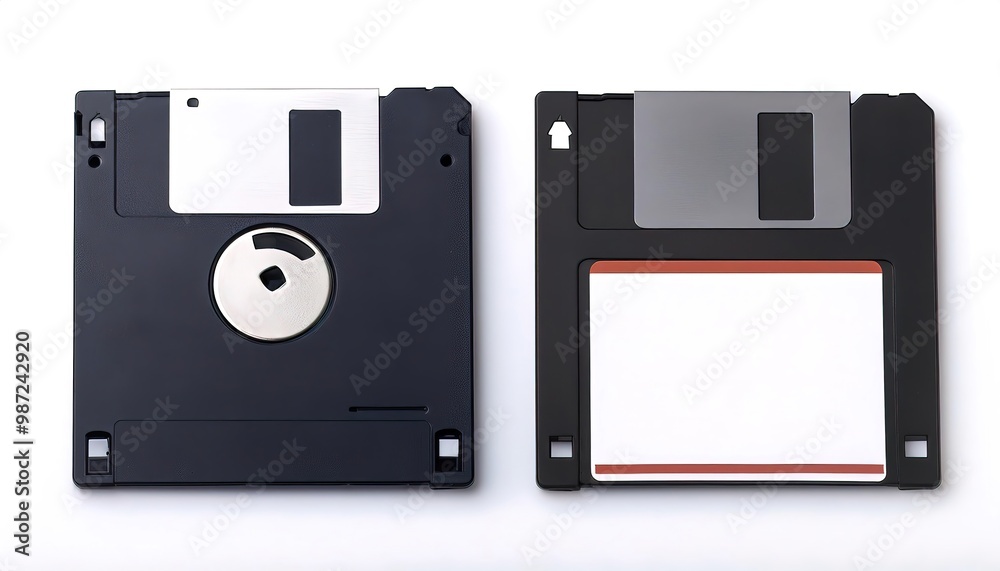 Foto de Stock Black square magnetic floppy disc Retro 80s. Outdated ...