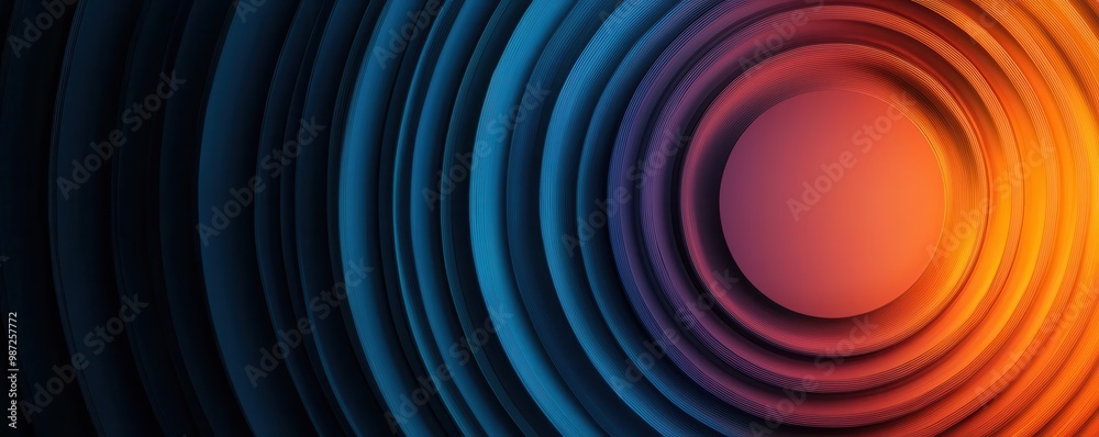 High contrast circular data graph, with bright color gradients flowing ...