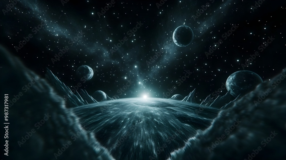 Mysterious Cosmic Realm Enigmatic Deep Space Vista in Vivid Digital ...