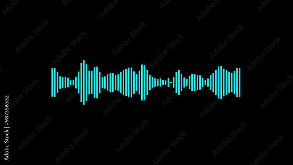 Blue line audio wave visualization voice record, sound wave on black ...