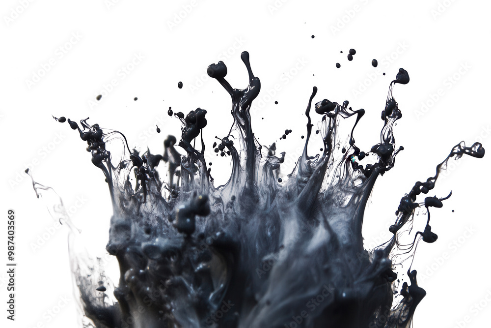 Dynamic Splash of Black Liquid on Transparent Background - Isolated PNG ...