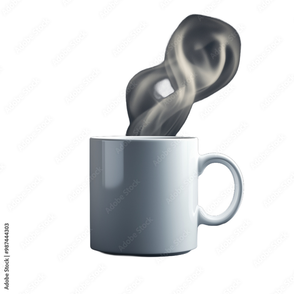 Steaming hot coffee mug with rising steam on a transparent background ...
