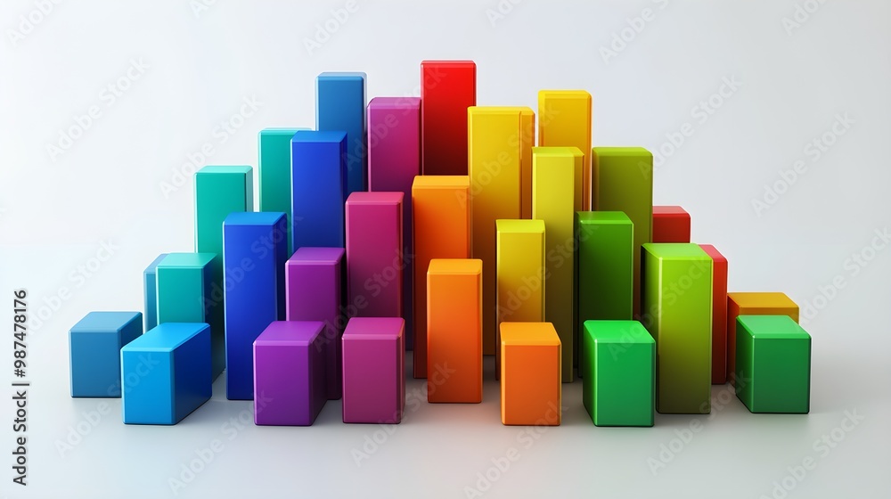 3D illustration of a SWOT analysis with colorful blocks representing ...