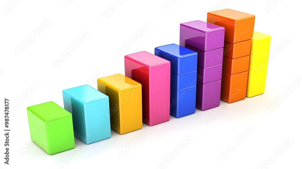 3D illustration of a SWOT analysis with colorful blocks representing ...
