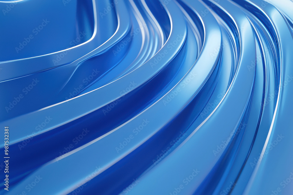 A stunning abstract image featuring fluid blue curves and smooth lines ...