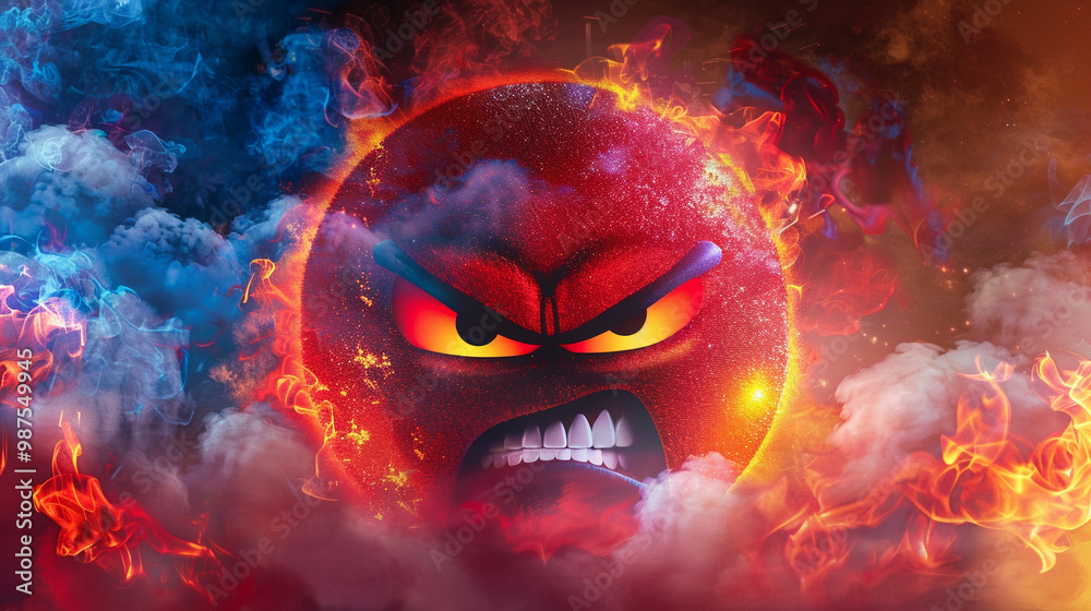 Angry face emoji – bold red face with a frown and furrowed eyebrows ...