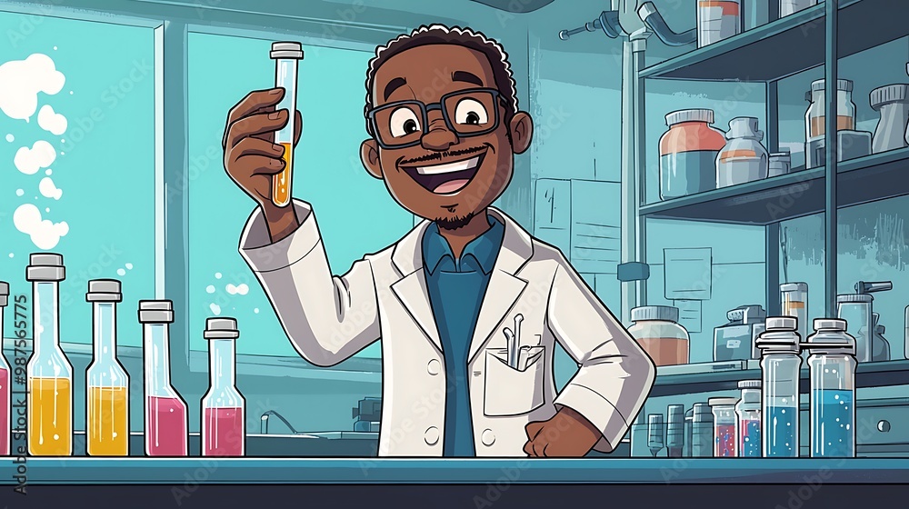 Joyful Black Scientist Making Breakthrough Discovery in Laboratory ...