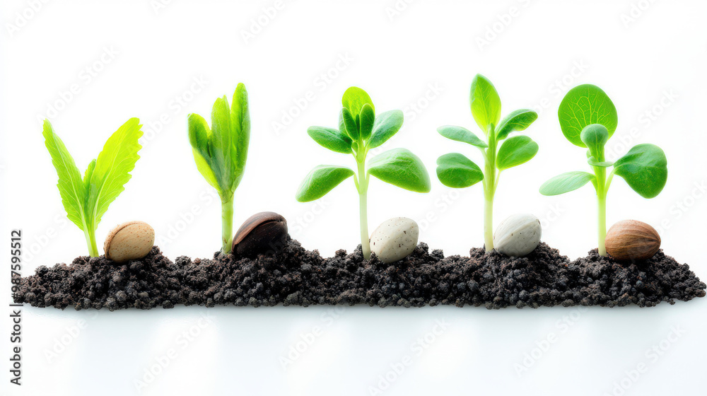 Seedling Growth Stages From Seed to Sprout Stock Photo | Adobe Stock