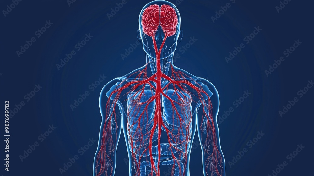 Detailed Human Circulatory System Diagram with Veins and Arteries on ...