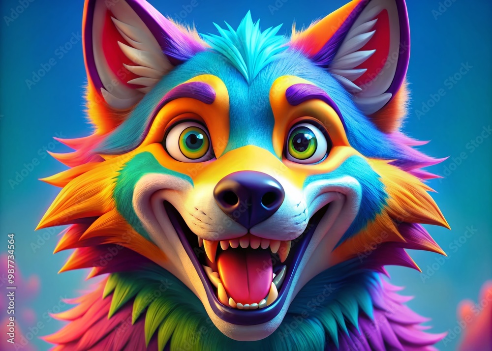 Playful Modern Cartoon Wolf Character Design with Bright Colors and Fun ...