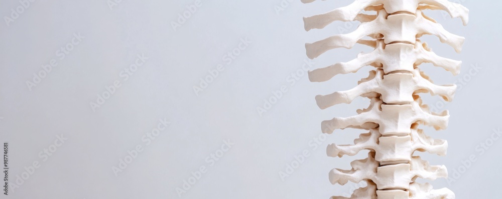 A detailed anatomical model of a human spine showcasing the vertebrae ...