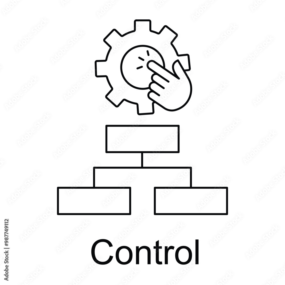 Vector icon for hierarchical control with gear and layers. Represents ...