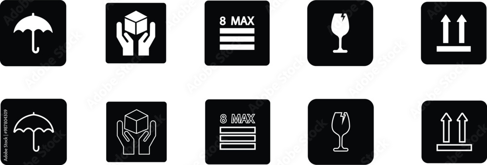Vetor do Stock Sticker fragile handle with care, black fragile warning ...