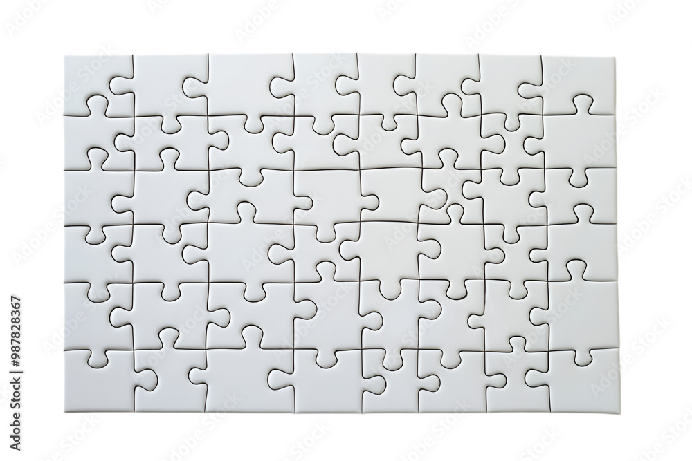 Blank White Puzzle Mockup Complete Isolated on Transparent & White ...