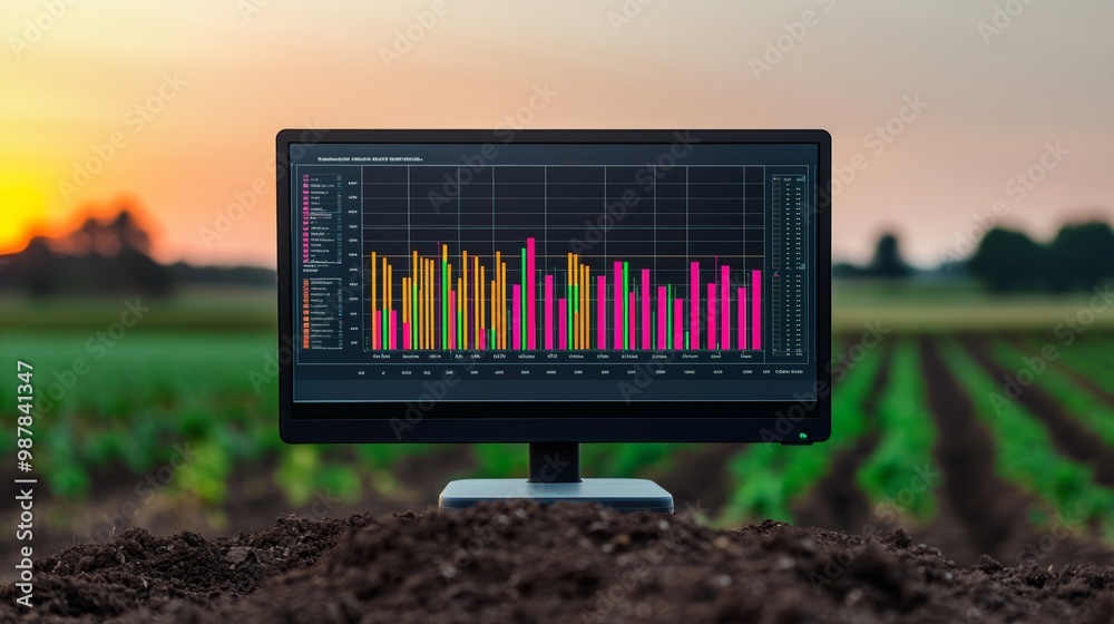 Ilustración de Stock Digital monitor showing detailed soil fertility ...