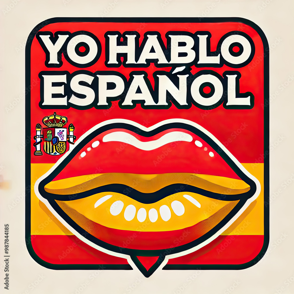 stylized representation of a pair of lips, colors the flag of the Spain ...