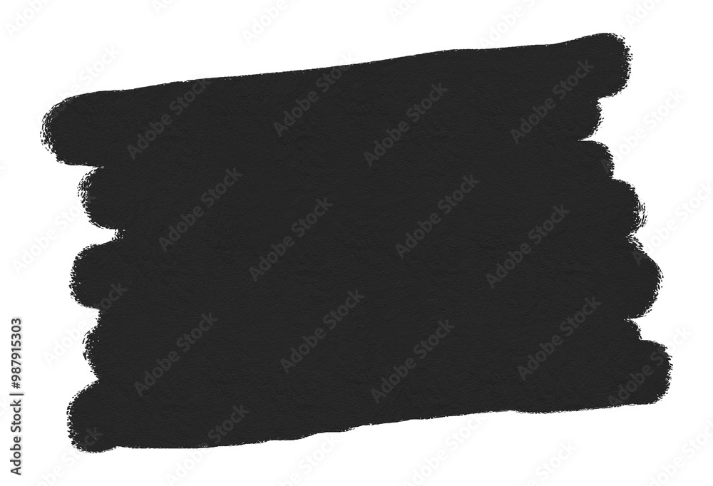 Black brushstroke creates a textured rectangular shape with visible ...