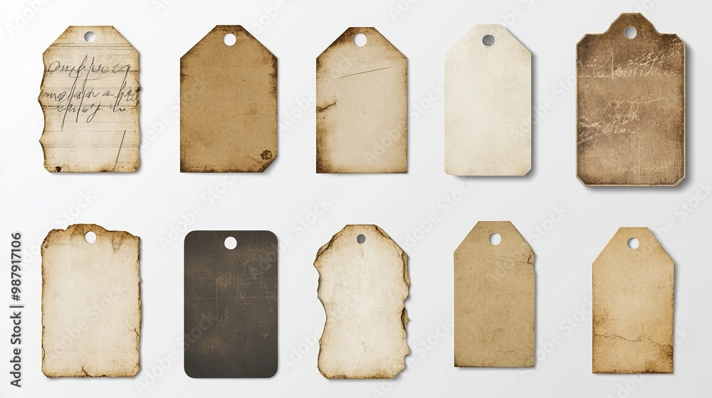 Ilustración de Stock A collection of blank old sticker and price tag ...