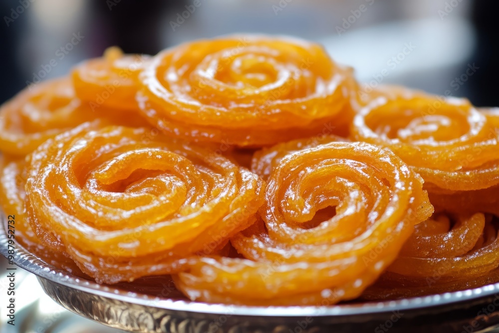 Jalebi a sweet made of jaggery and water, is deep-fried in oil until it ...