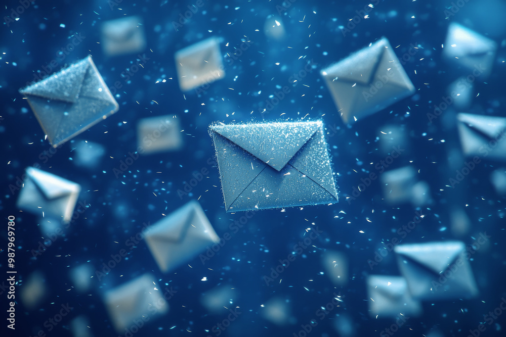 Falling envelopes create whimsical scene, evoking sense of wonder and ...