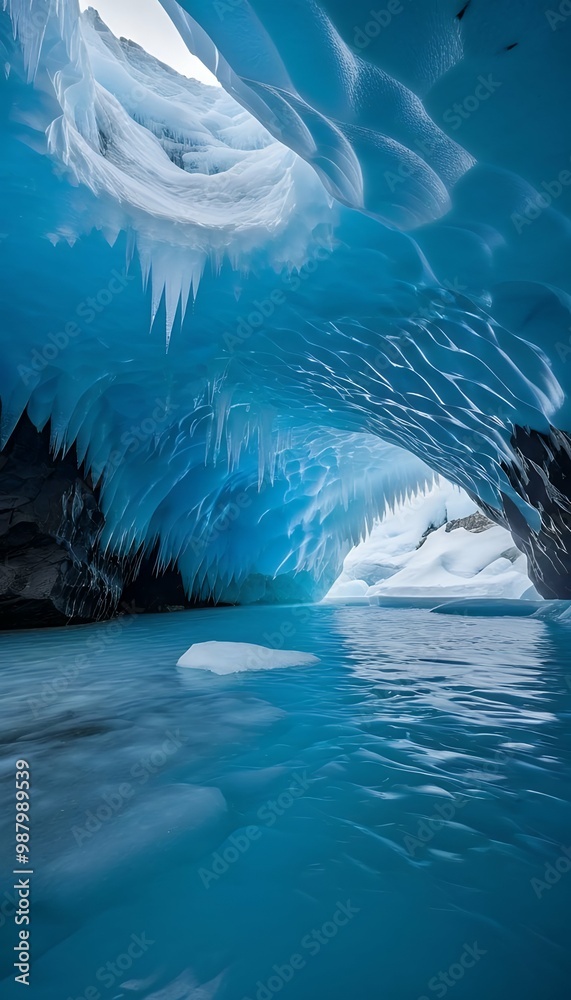 ice glacial waterfalls cave glacier blue inside glacier cave ice ...