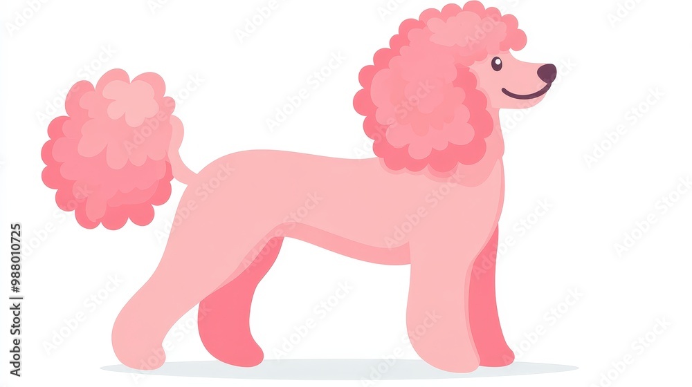 Charming pink poodle dog with basic shapes and minimal detail, vector ...
