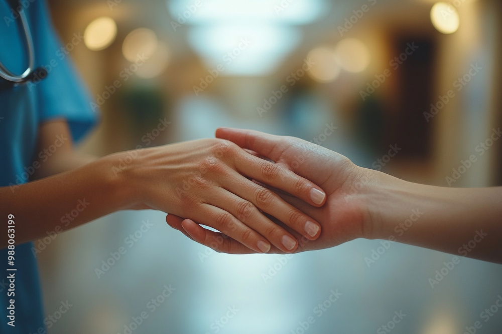 compassionate nurse extends support by holding a patient's hand ...