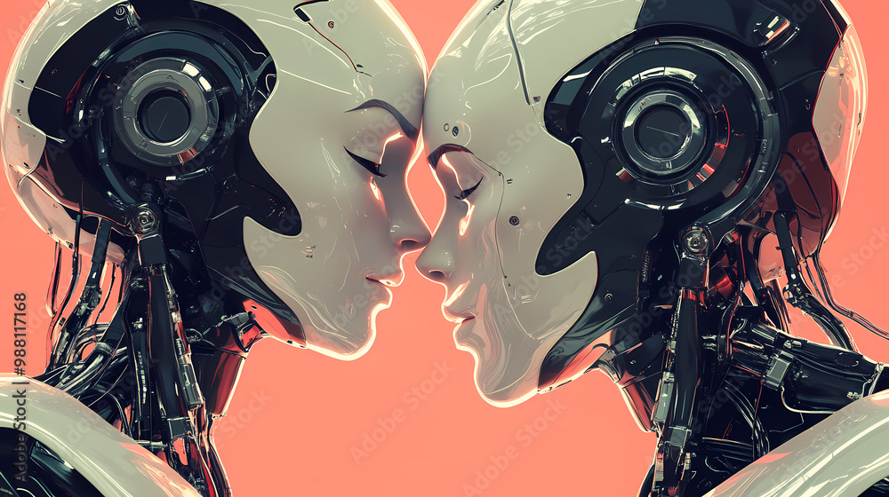 Romantic ai robots, couple of ai robots, bionic robot couploe, humanoid ...