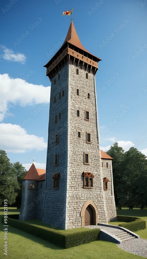 3d castle render tower castle tower isolated white background fortress ...