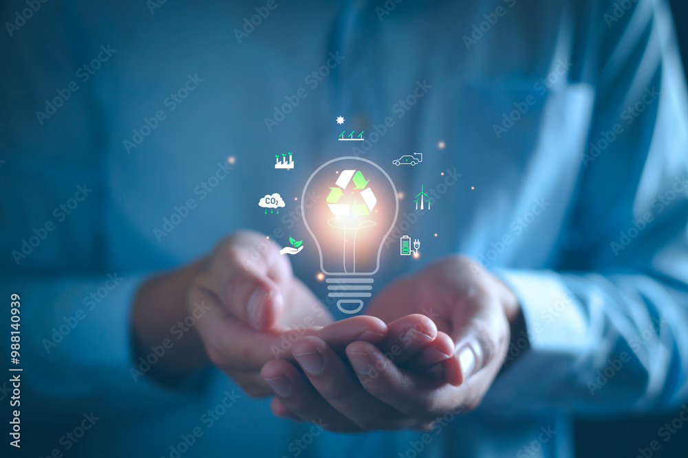 Green energy electrical services concept. Electrical engineer use ...