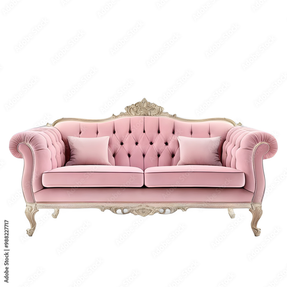 Isolated Pale Pink Velvet Sofa on a Transparent Background Png, 3d Sofa ...