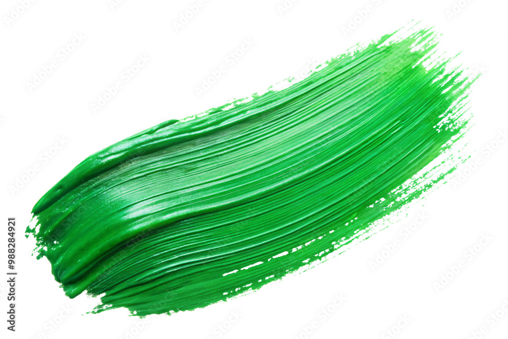 A smooth, intense green paint stroke that displays the thick texture ...