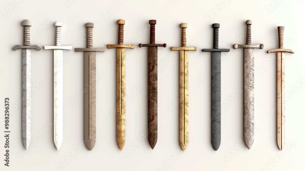 Experience the charm of medieval fantasy swords in this unique 3D collection, ideal for avid ...