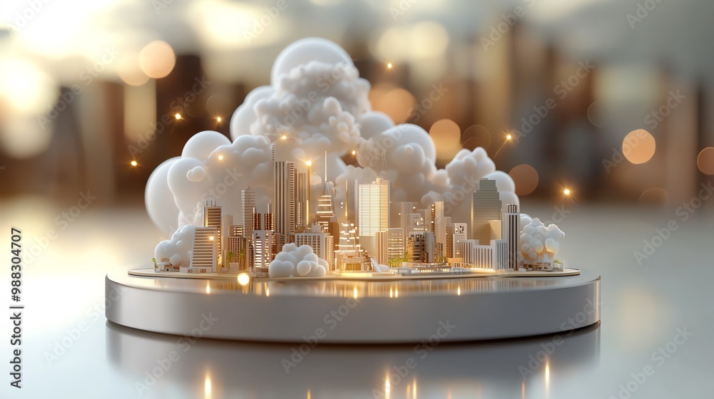 Futuristic city powered by a hightech hydropower plant, sustainable ...