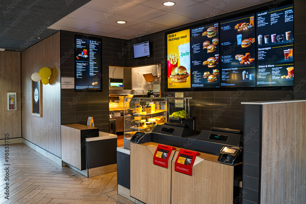 Inside McDonald's restaurant. Stock Photo | Adobe Stock