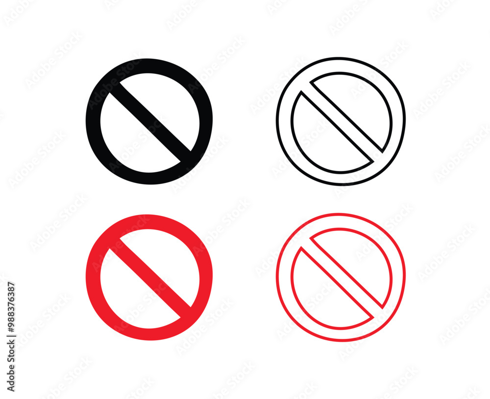 Doodle prohibition signs Set hand drawn style. Flat drawing isolated ...